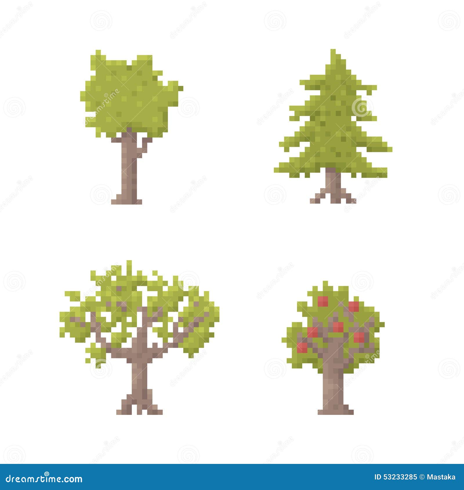 Pixel Art Trees ilustração do vetor. Ilustração de retro - 53233285