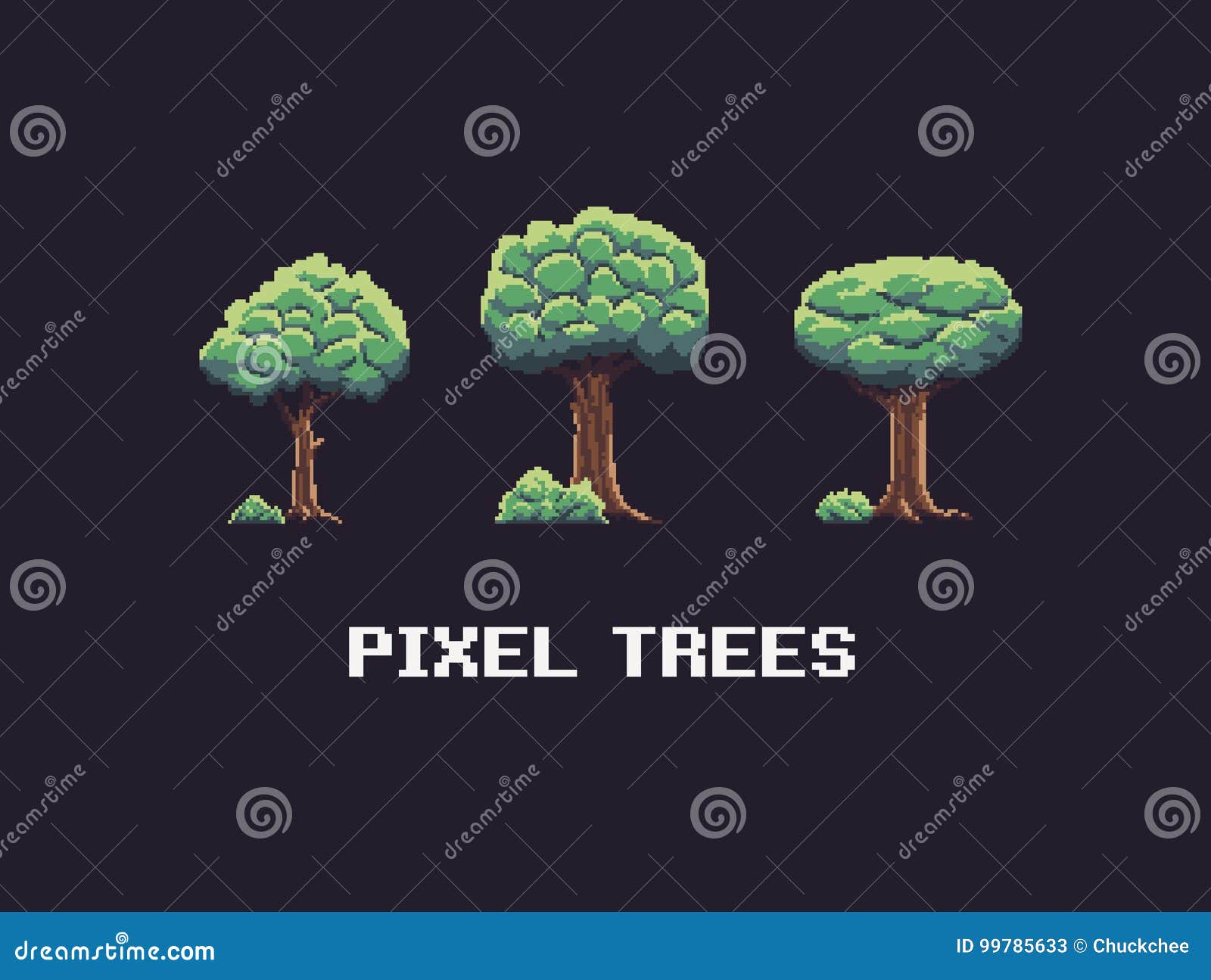 Pixel Art Trees ilustración del vector. Ilustración de juego - 99785633