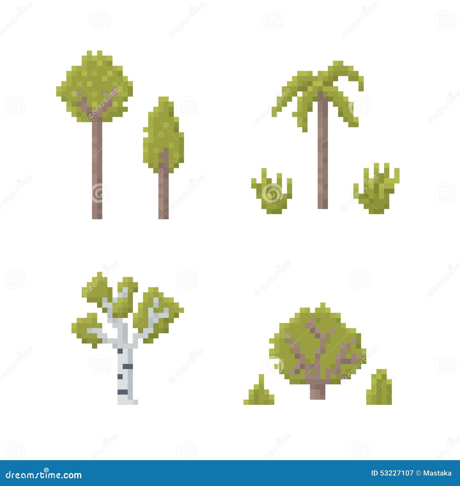 Pixel Art Trees stock vector. Illustration of grass, birch - 53227107