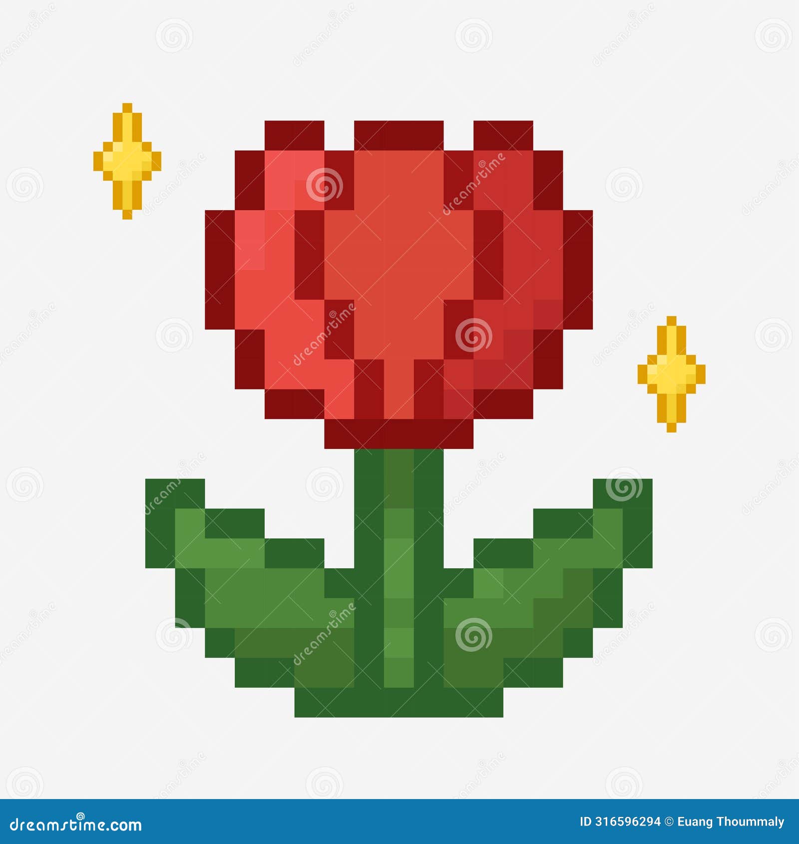 Pixel Art Tulip Flower Vector with Sparkling Stock Vector ...