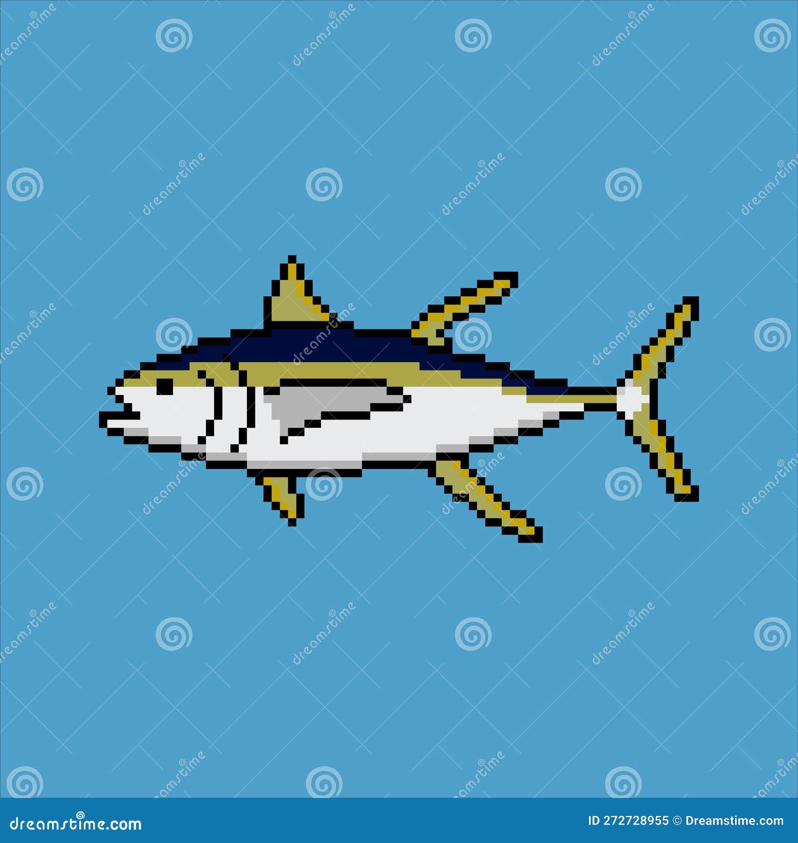 Tuna Pixel Art Pattern Seamless. Pixelated Tunny Seafood Fish ...
