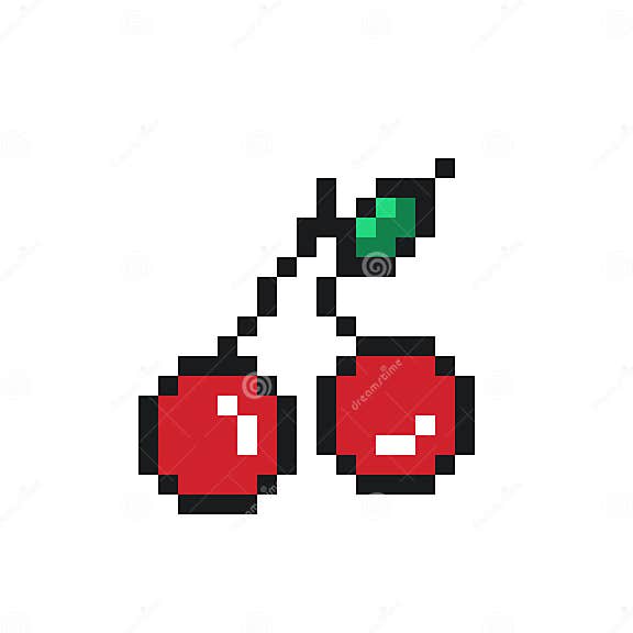 Pixel art two red cherries stock vector. Illustration of circle - 254027363