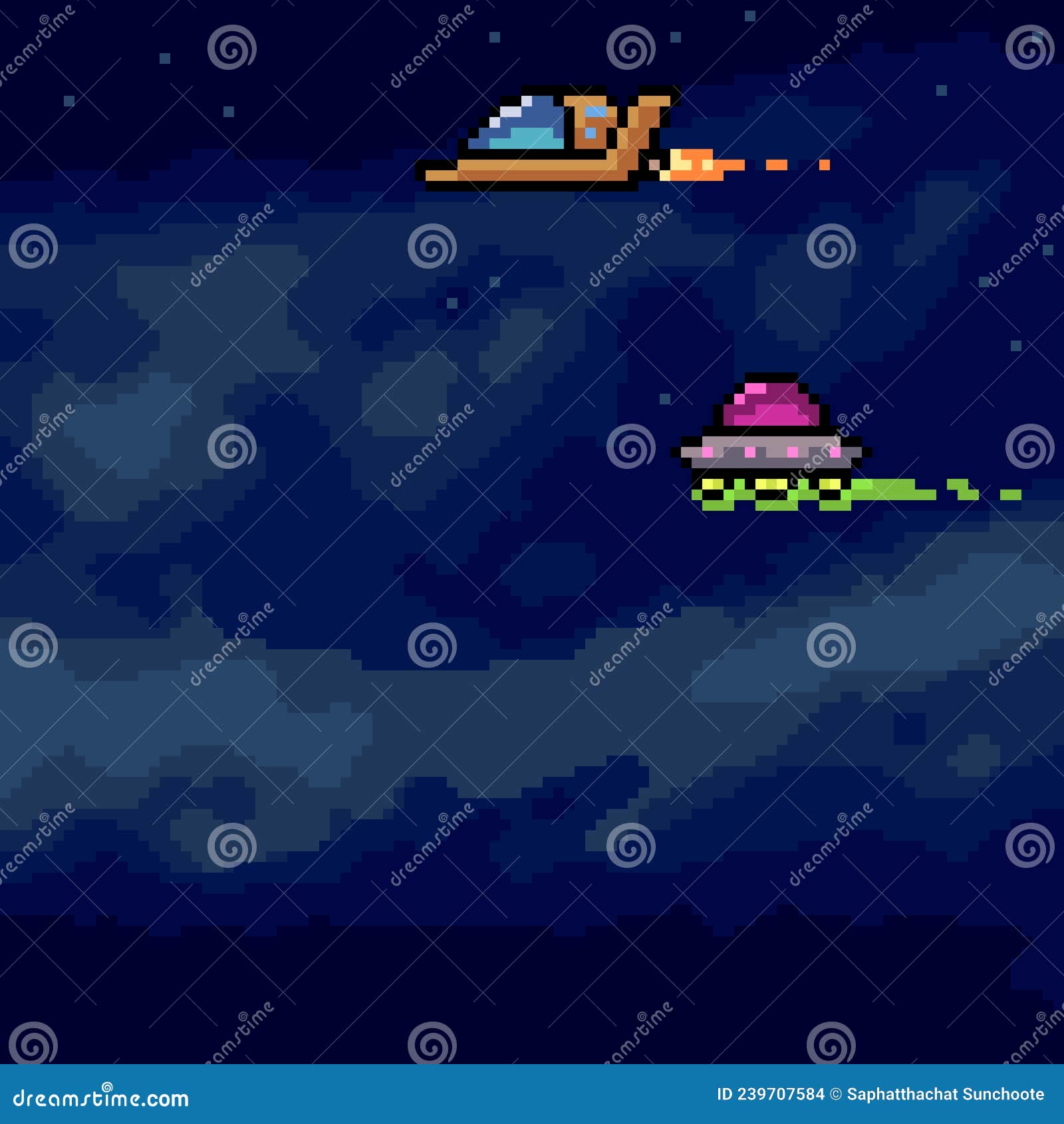 Pixel art ufo flying space stock vector. Illustration of space - 239707584