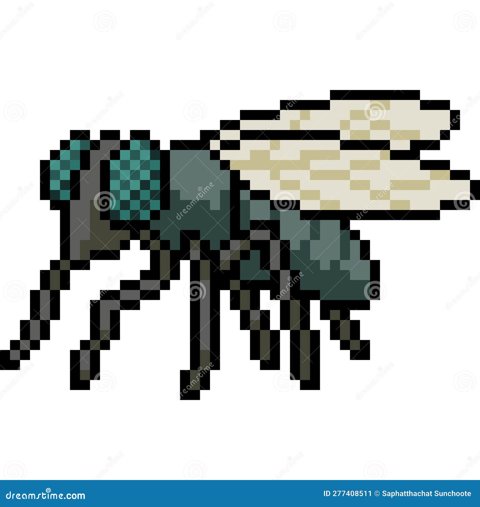Pixel art ugly small fly stock vector. Illustration of white - 277408511