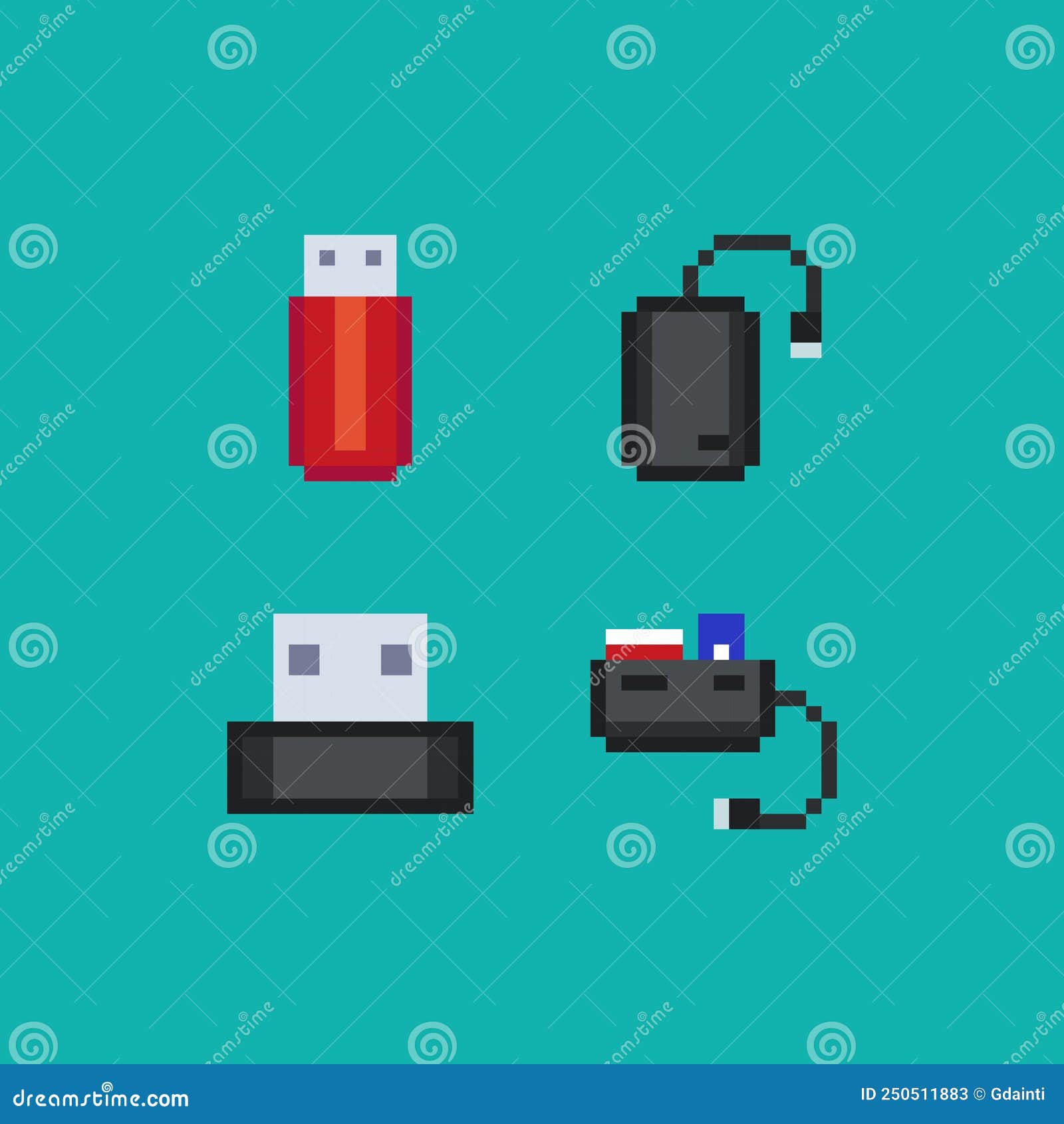 Set Of External Storage Media: Floppy Disk, External Hard Disk Drive ... Set Of External Storage Media: Floppy Disk, External Hard Disk Drive ...