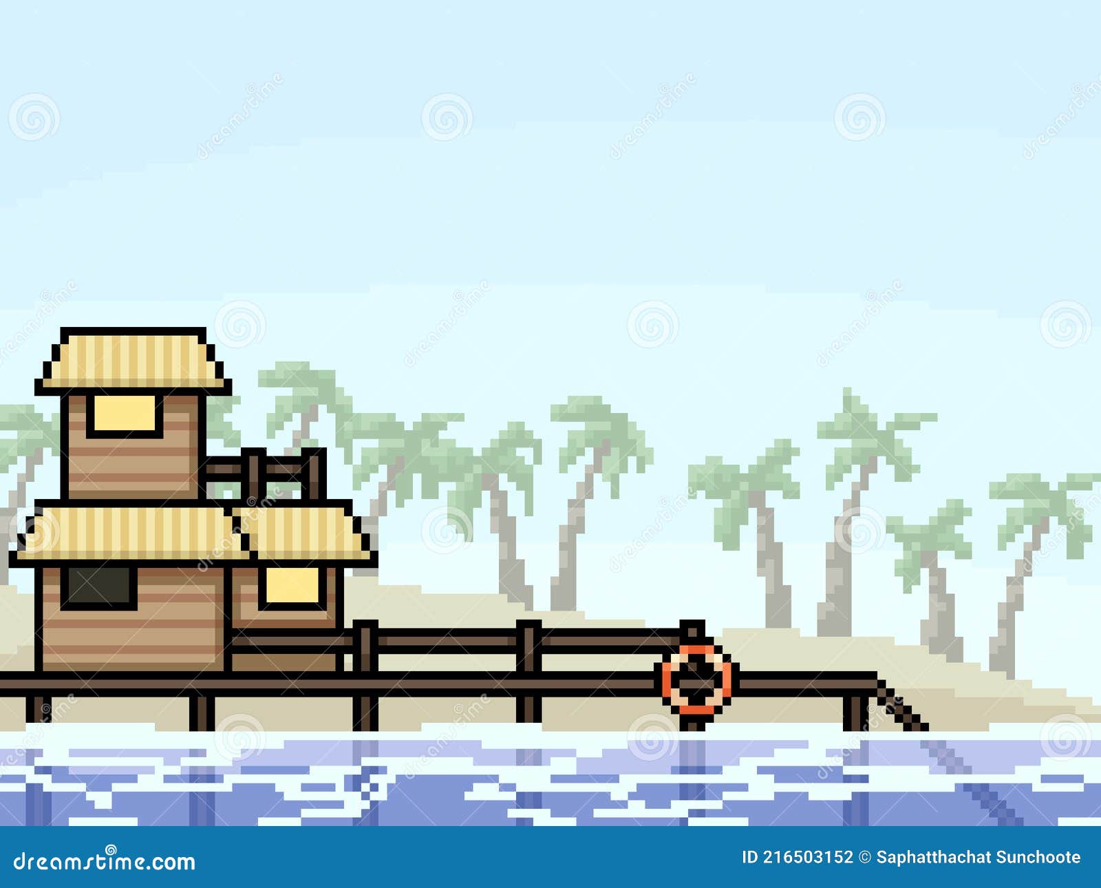 Pixel Beach People With Signboard. Vector Illustration | CartoonDealer ...