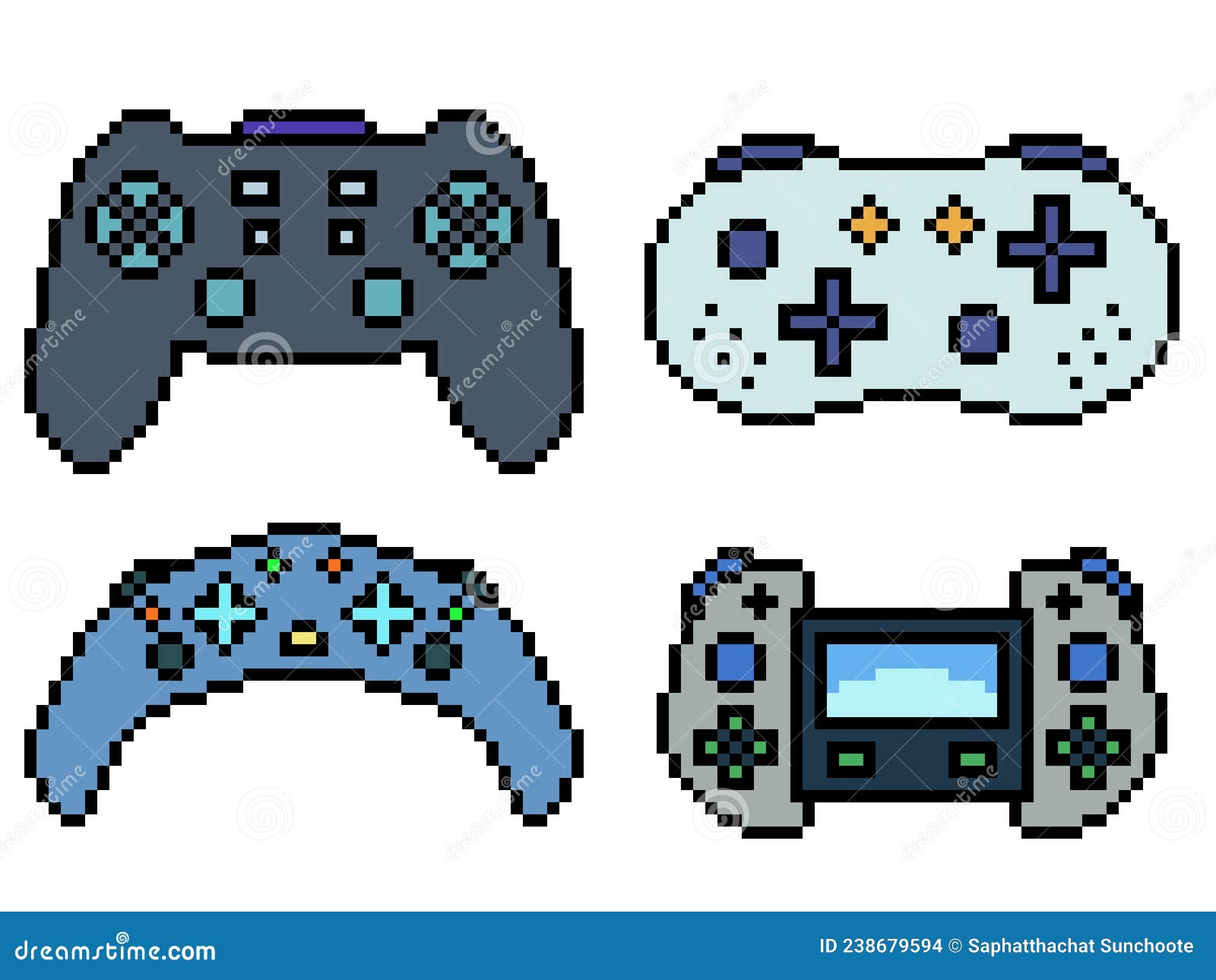 Pixel Art Various Gaming Controller Stock Vector - Illustration of game ...