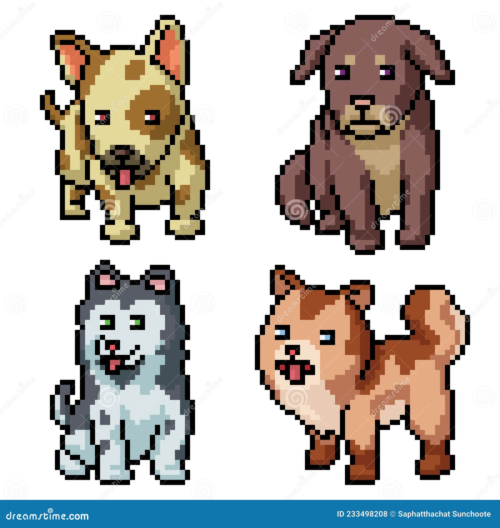 Pixel Art Various Small Puppy Stock Vector - Illustration of cartoon ...