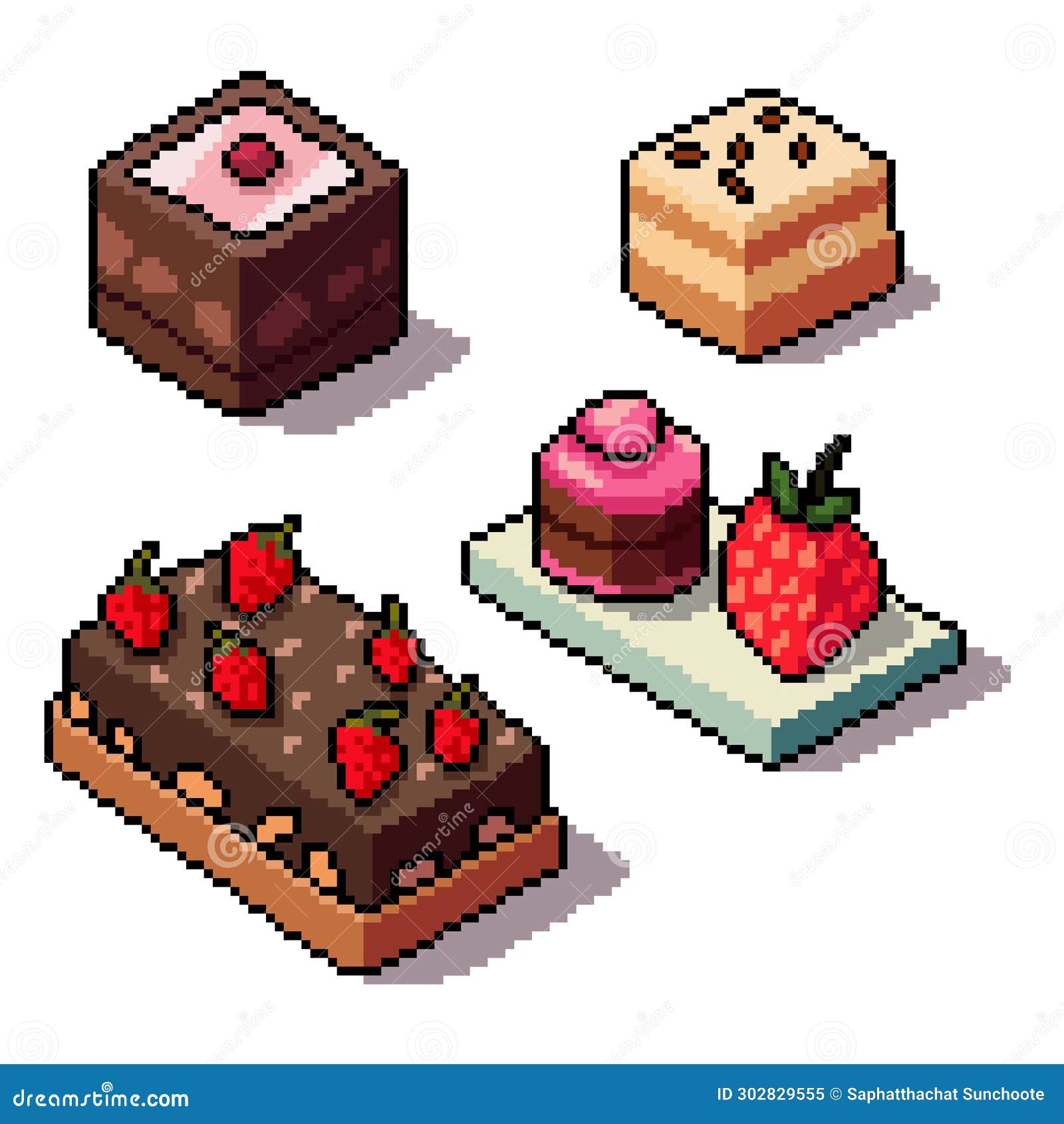 Pixel Art Various Sweet Cake Stock Vector - Illustration of restaurant ...