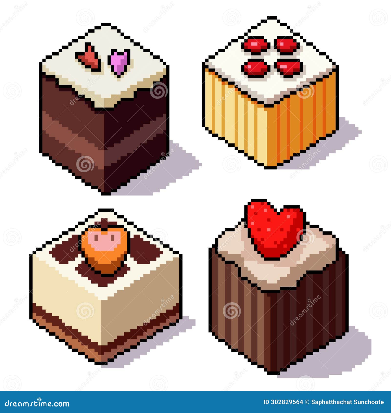 Pixel Art Various Sweet Cake Stock Vector - Illustration of isolated ...
