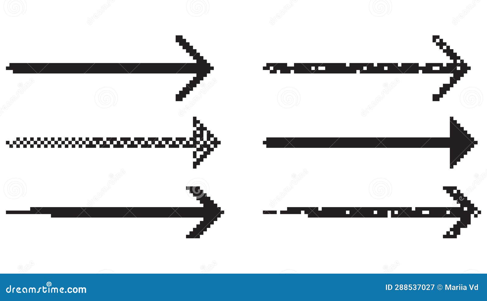 Pixel Art Vector Straight Arrow Icon Design Set. Lest and Right Pointer ...