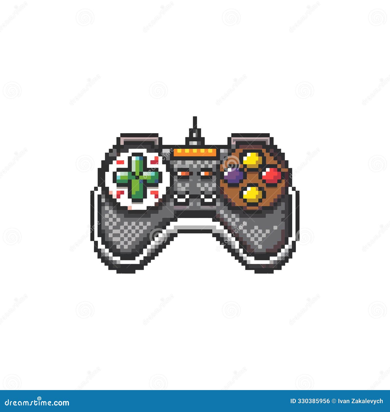 Pixel Art Video Game Controller Illustration. Vector Icon Design Stock ...