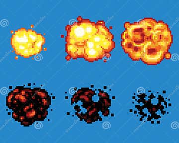 Pixel Art Video Game Explosion Animation Vector Frames Stock Vector ...
