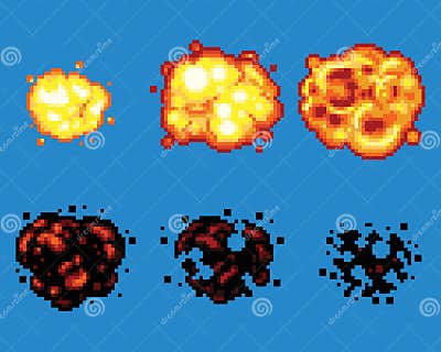 Pixel Art Video Game Explosion Animation Vector Frames Stock Vector ...