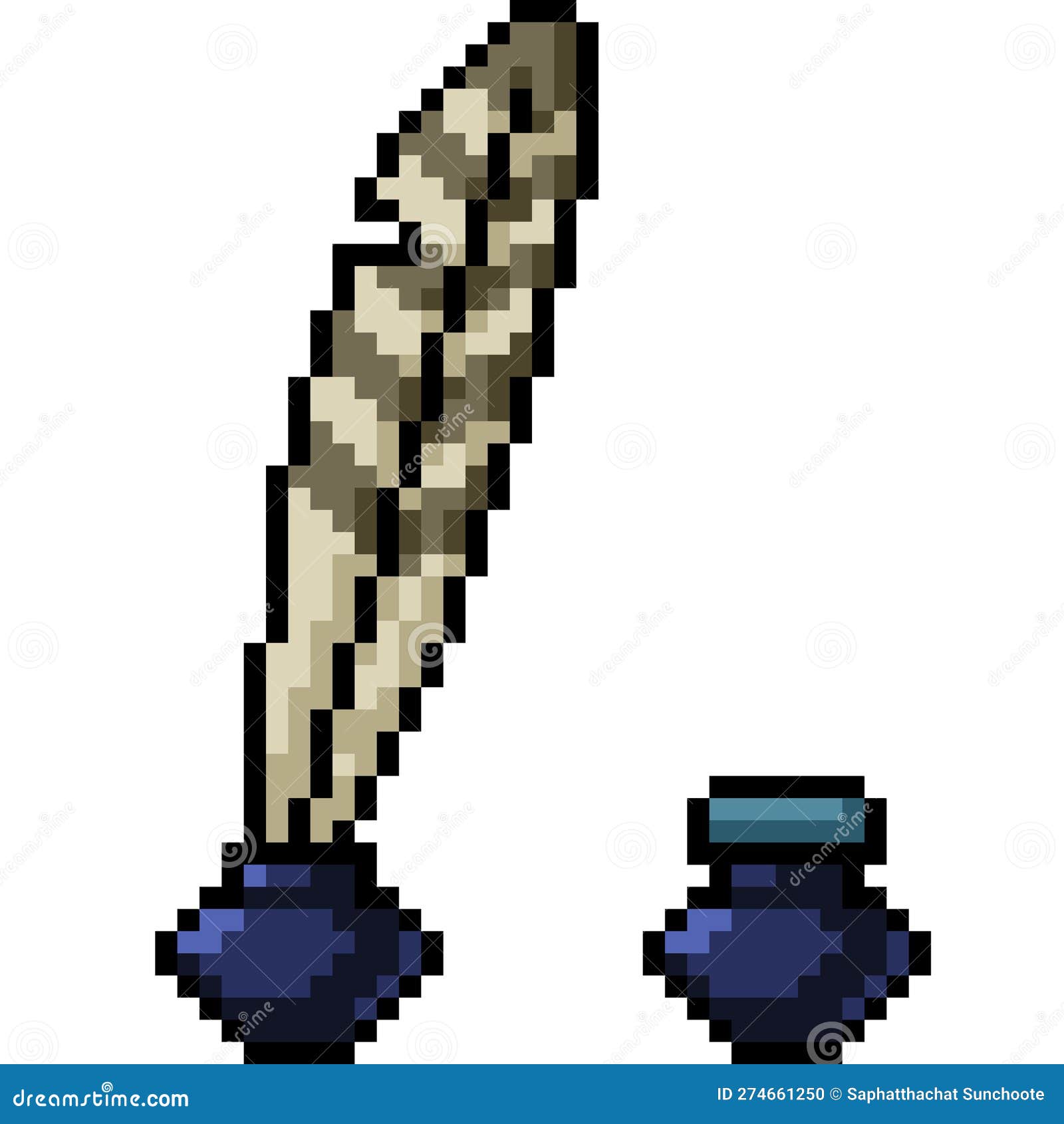 Pixel art vintage pen ink stock vector. Illustration of ancient - 274661250