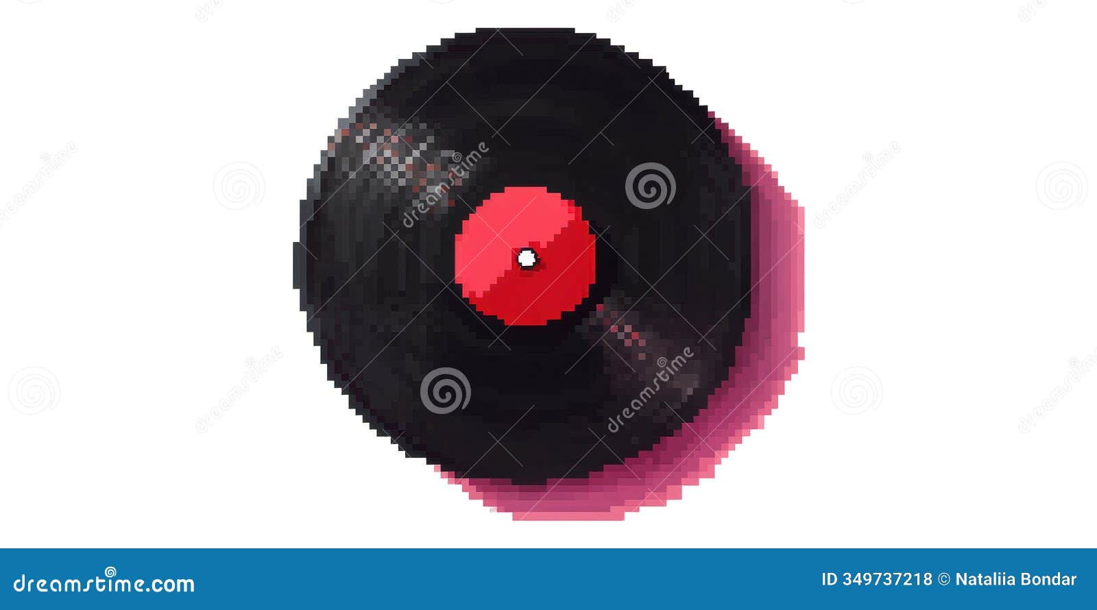 Pixel Art Vinyl Record with Red Label Isolated on Transparent ...