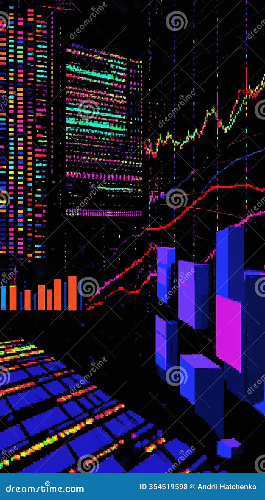 Pixel Art Visual Of GDP Growth Over Time Represented With Line And Bar ...
