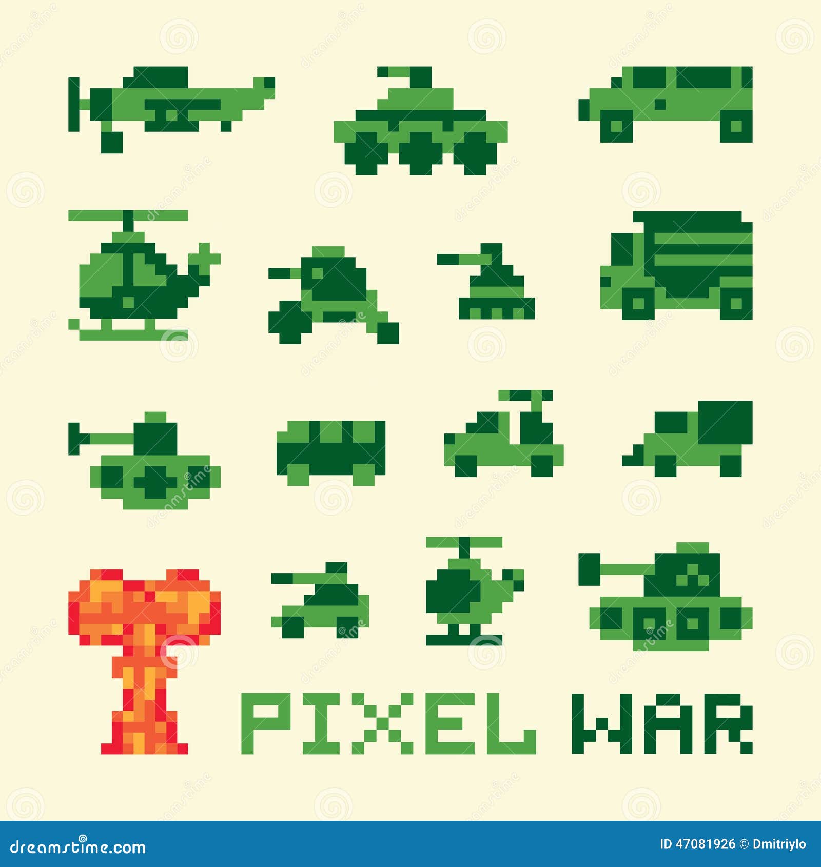 Pixel Art War Machines Set Vector Illustration | CartoonDealer.com ...