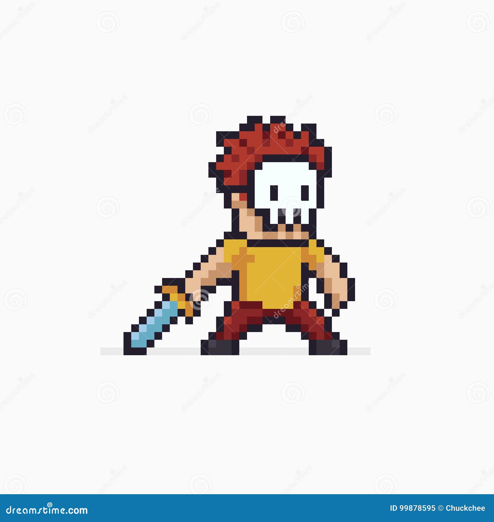 Pixel Art Warrior ilustración del vector. Ilustración de rojo - 99878595