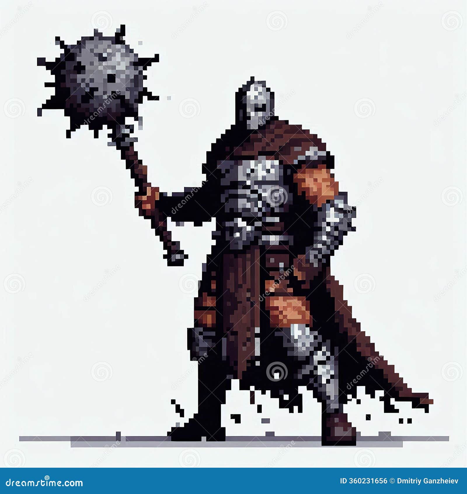 Pixel Art Dark Warrior stock illustration. Illustration of mercenary ...