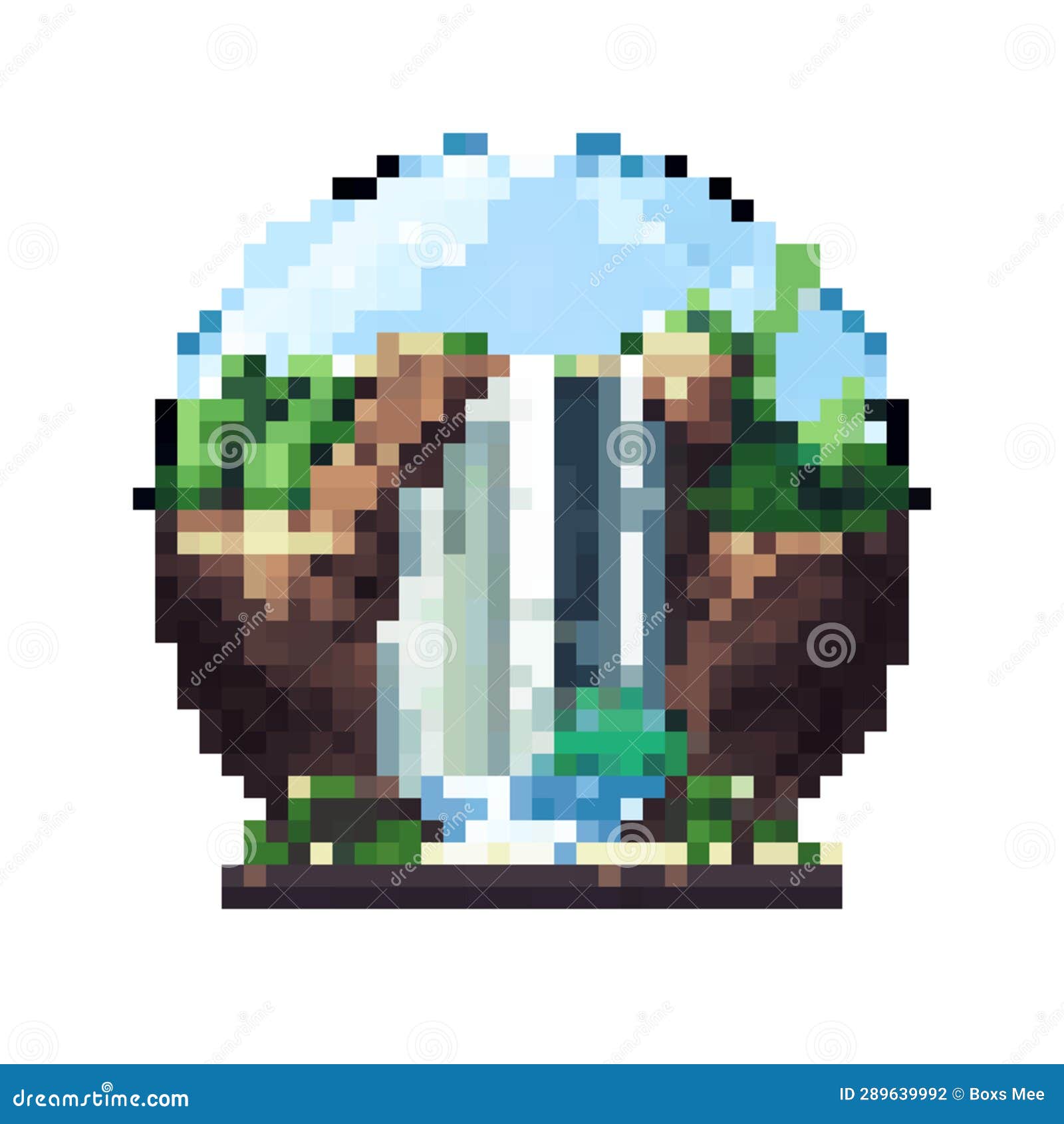 Pixel Art of Waterfall in the Forest. 8 Bit Vector Illustration Stock ...