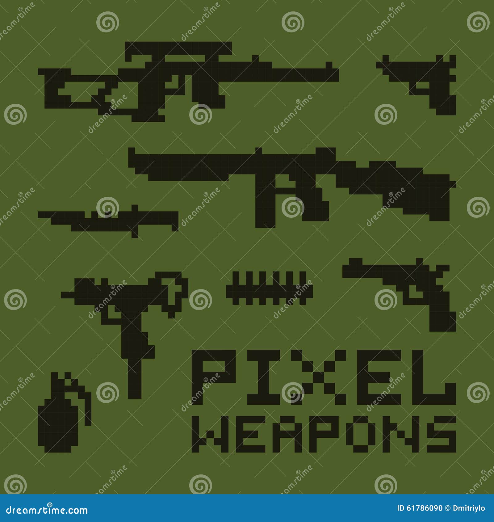 Pixel Art Weapons Vector Set | CartoonDealer.com #61786090