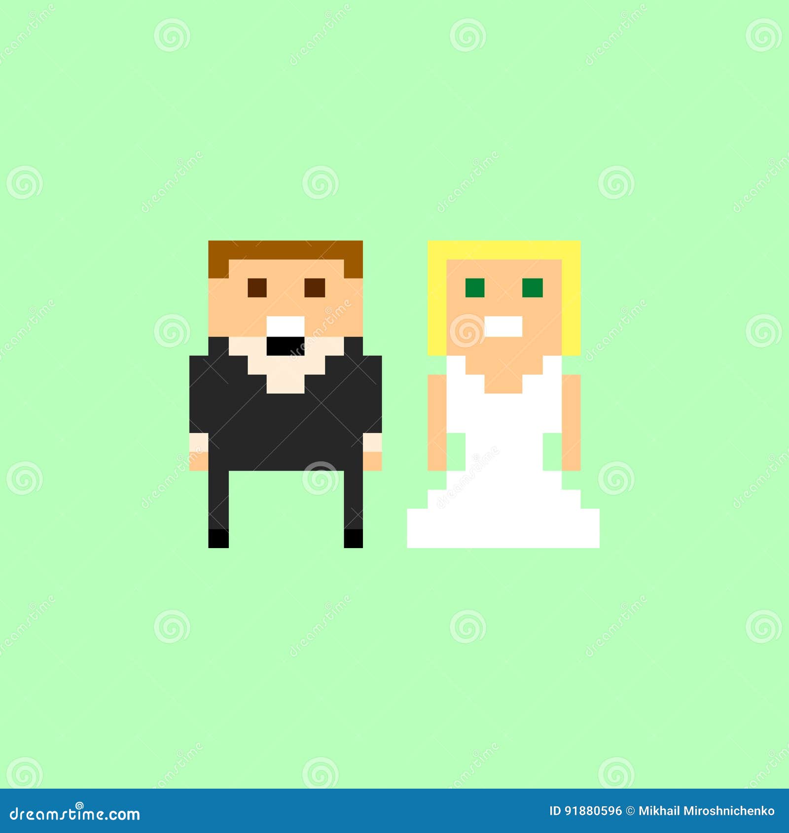 Pixel Art Wedding Couple Isolated Stock Illustration - Illustration of ...