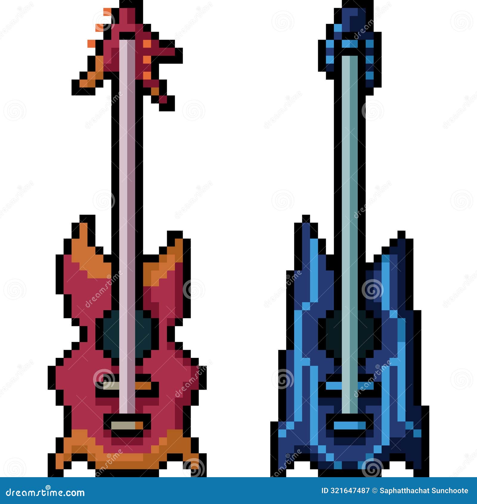 Pixel Art of Weird Strange Guitar Stock Vector - Illustration of ...