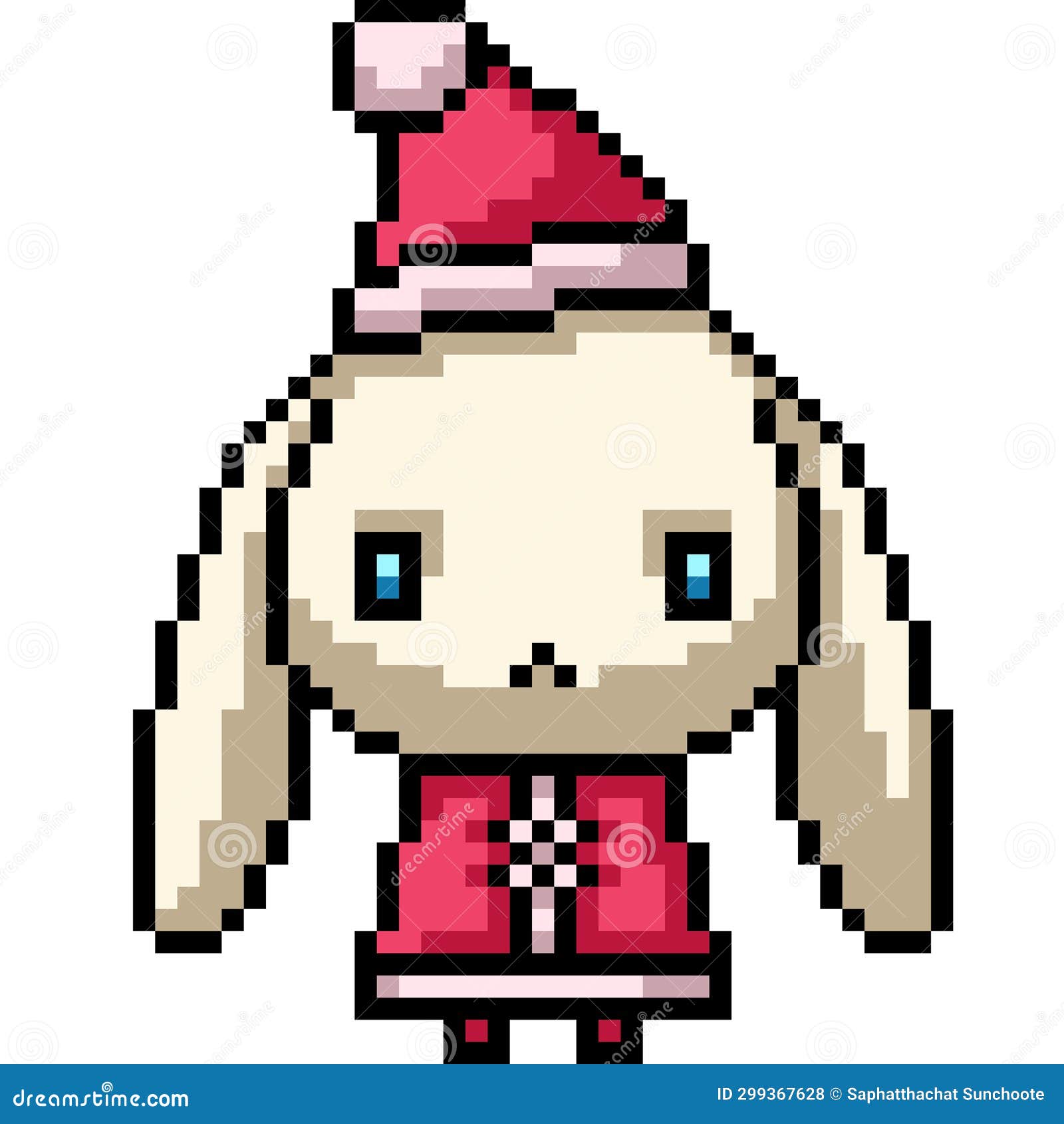 Pixel Art White Rabbit Santa Stock Vector - Illustration of cartoon ...