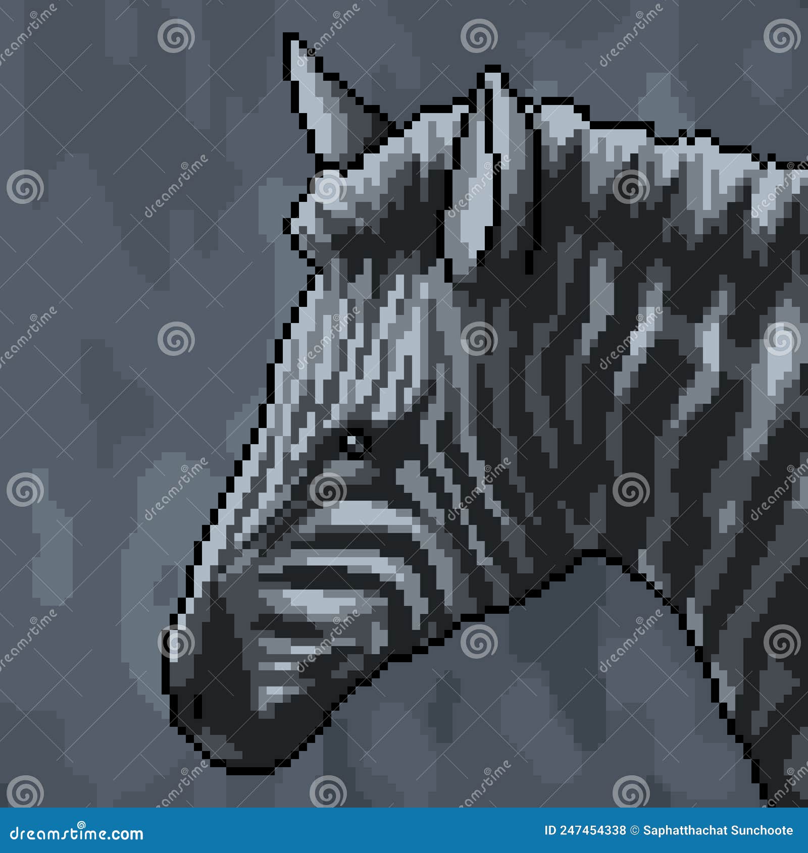 Pixel Art Wild Zebra Portrait Stock Vector - Illustration of scene ...