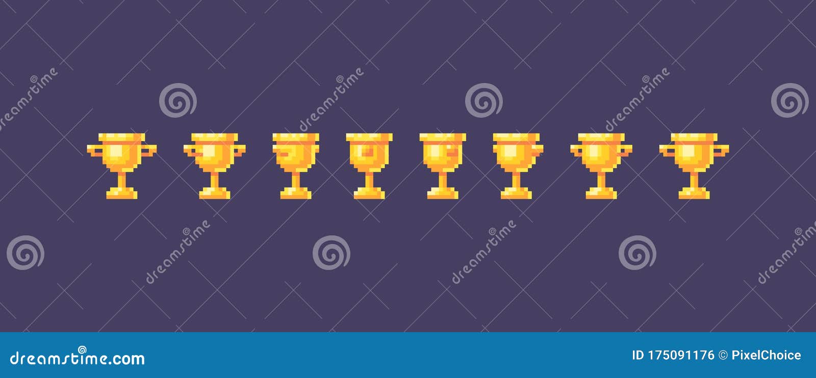 Pixel Art Winner Cups Symbol Animation Vector Illustration ...