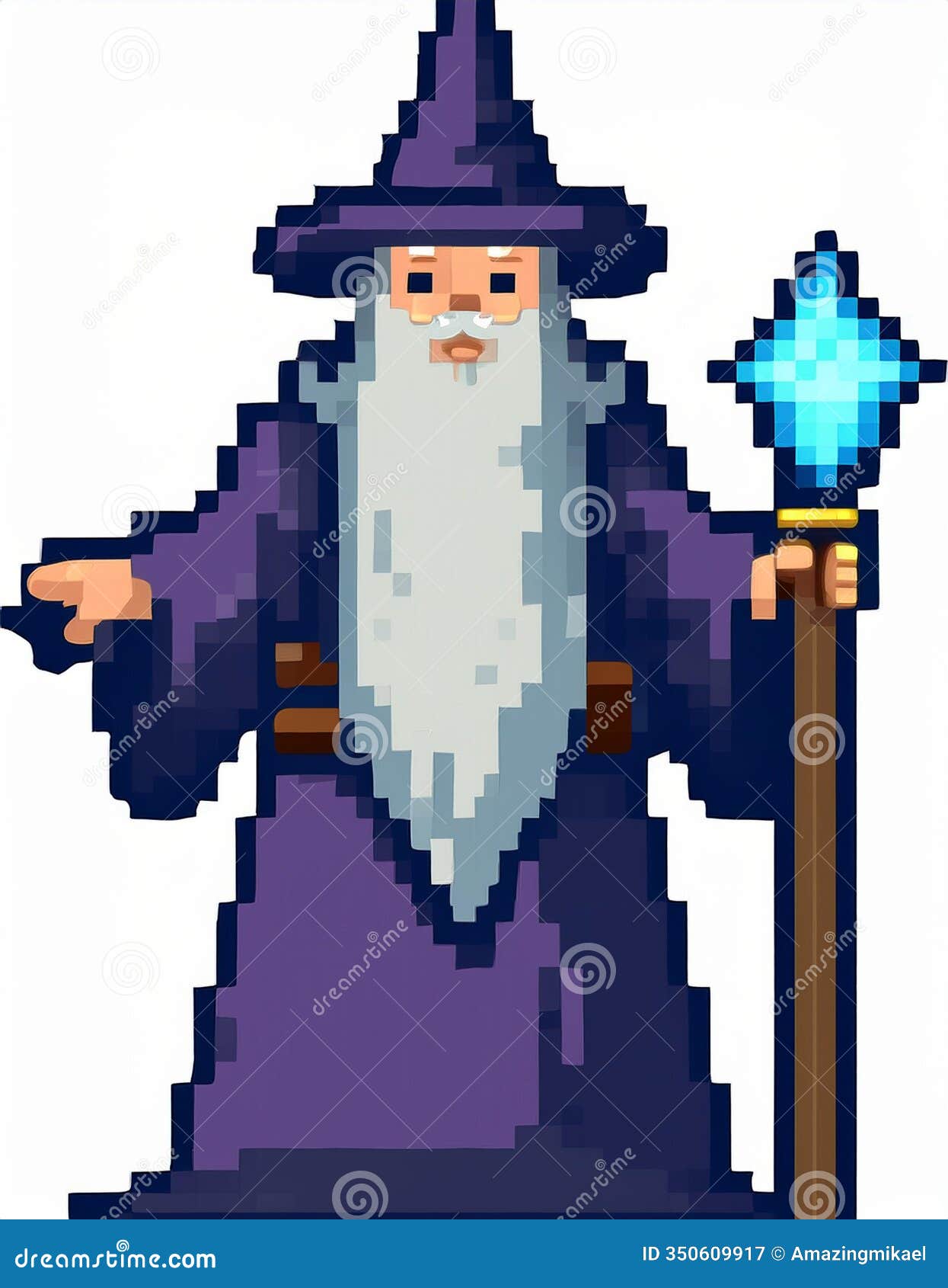 Pixel Art Wizard Casting a Spell Stock Illustration - Illustration of ...