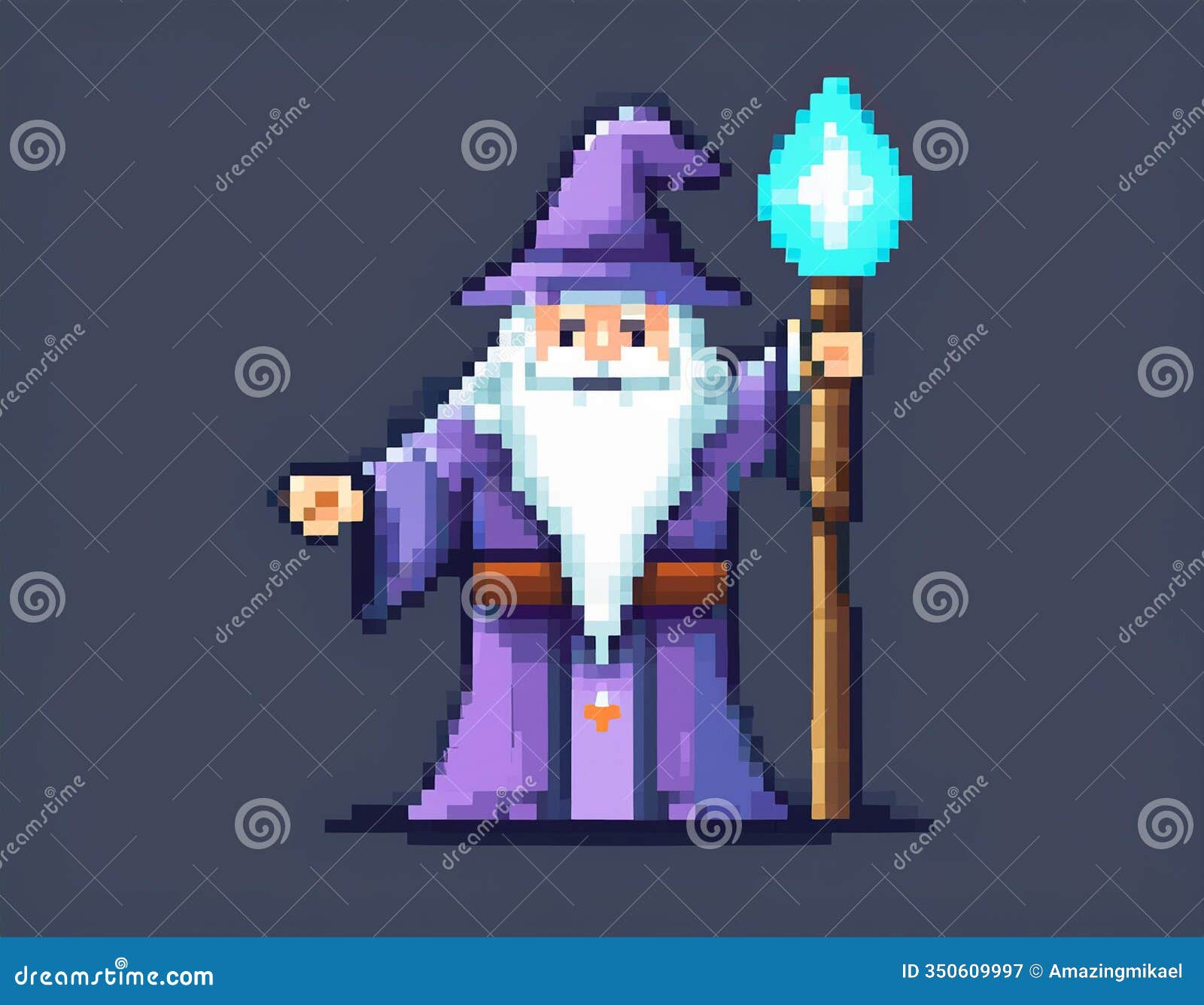 Pixel Art Wizard Casting a Spell Stock Illustration - Illustration of ...