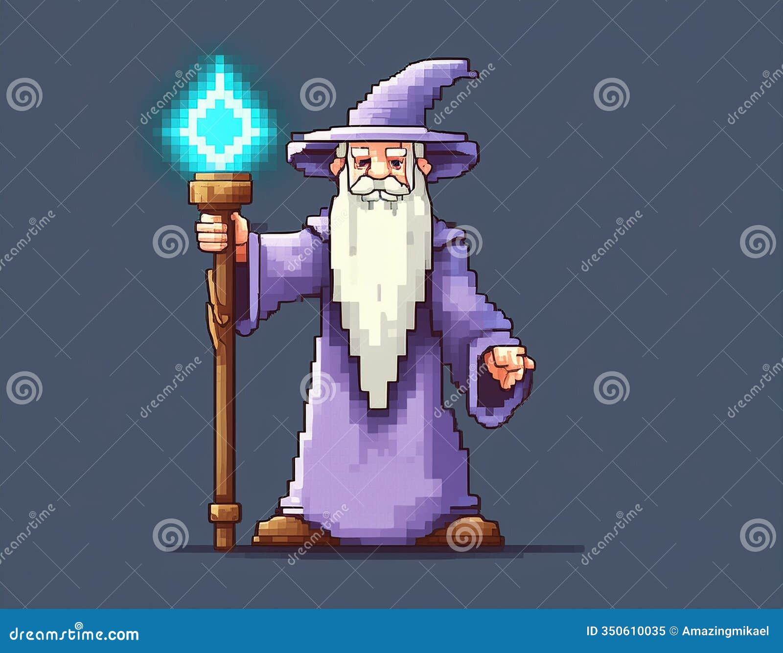 Pixel Art Wizard Casting a Spell Stock Illustration - Illustration of ...