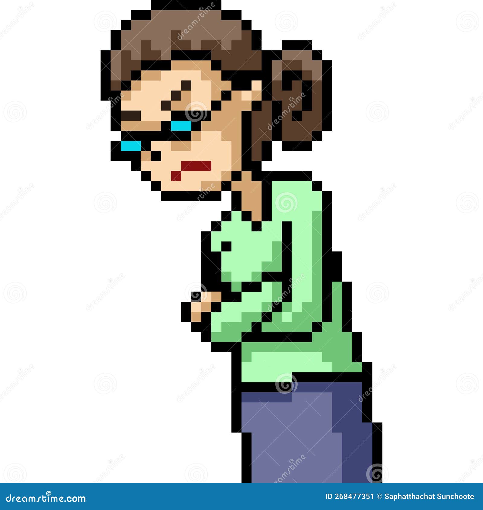 Pixel art woman frown face stock vector. Illustration of middle - 268477351