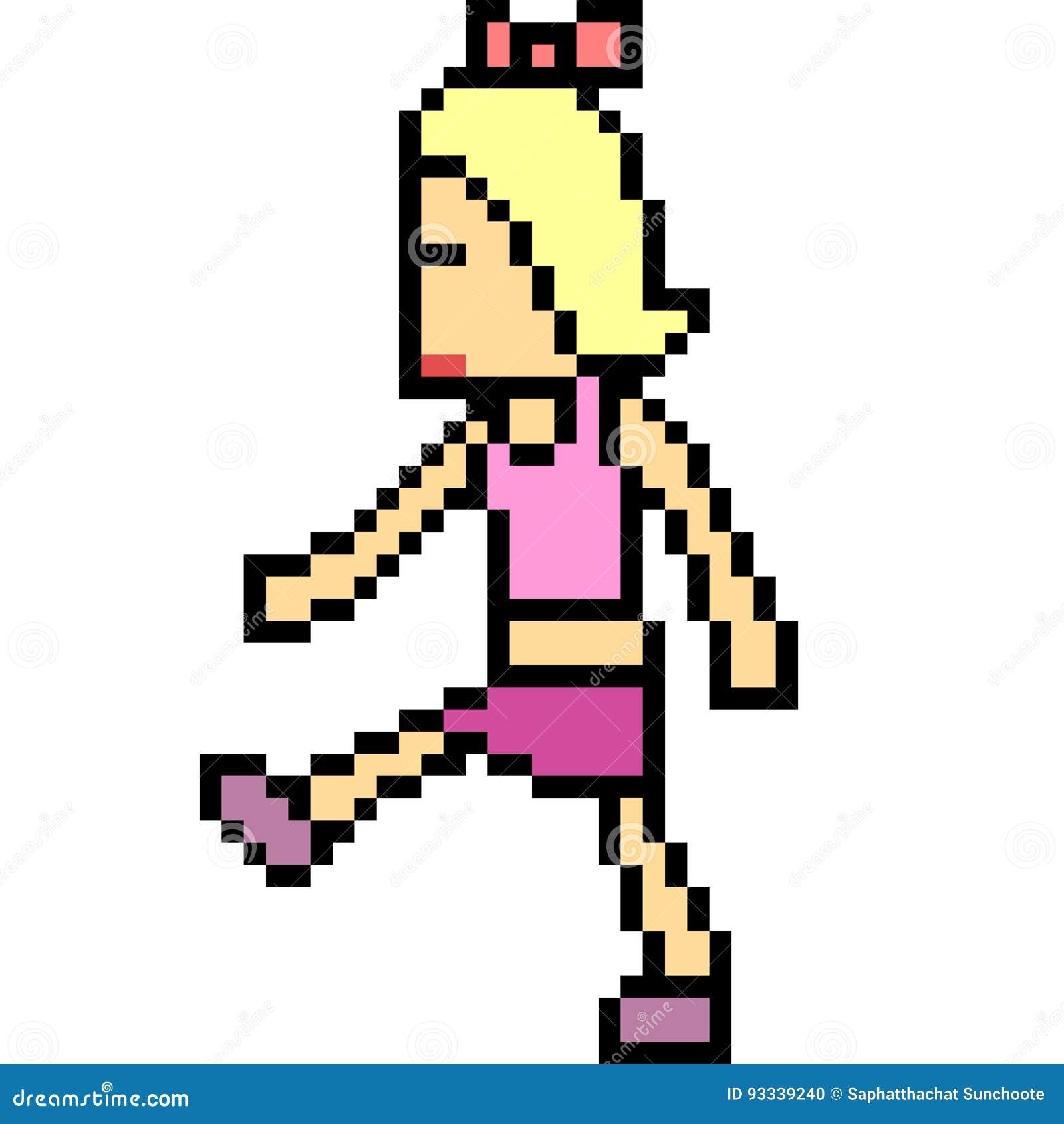 Pixel art woman walk relax stock vector. Illustration of vector - 93339240