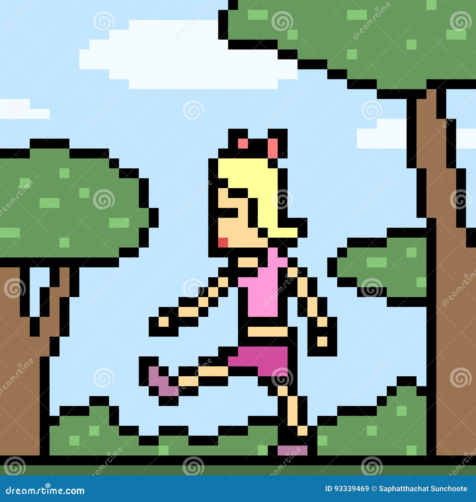 Pixel art woman walk relax stock vector. Illustration of skirt - 93339469