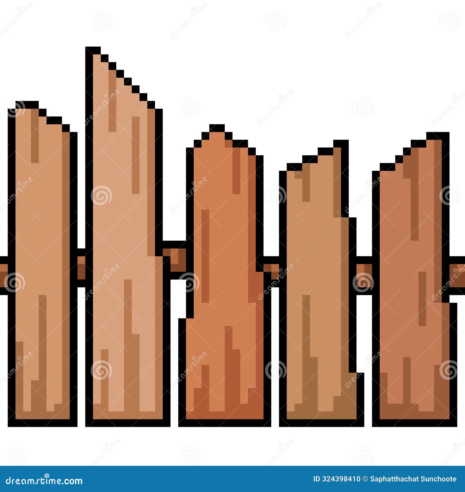 Pixel Art of Wood Fence Loop Stock Vector - Illustration of cartoon ...