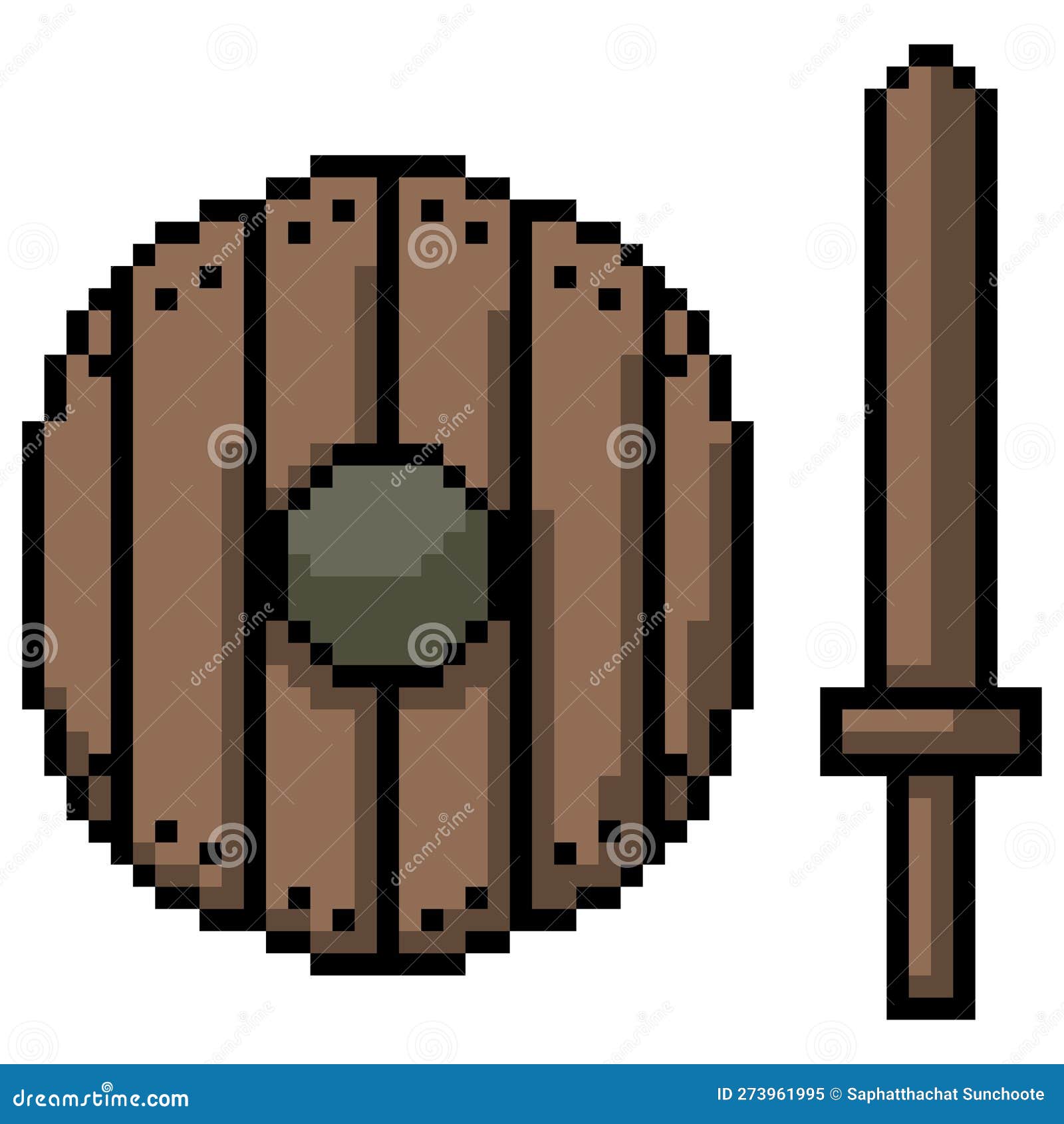 Minecraft Wood Sword Pixel Art