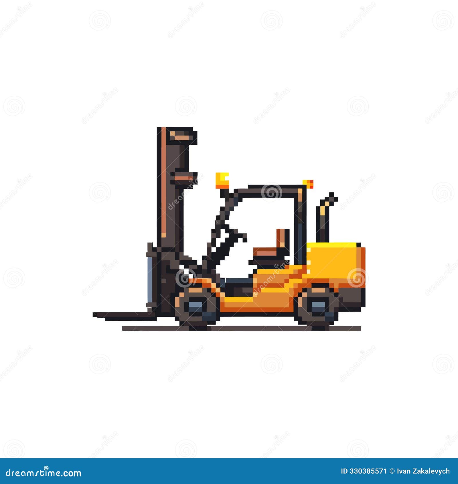 Pixel Art Yellow Forklift In Side Profile. Vector Icon Design Royalty ...