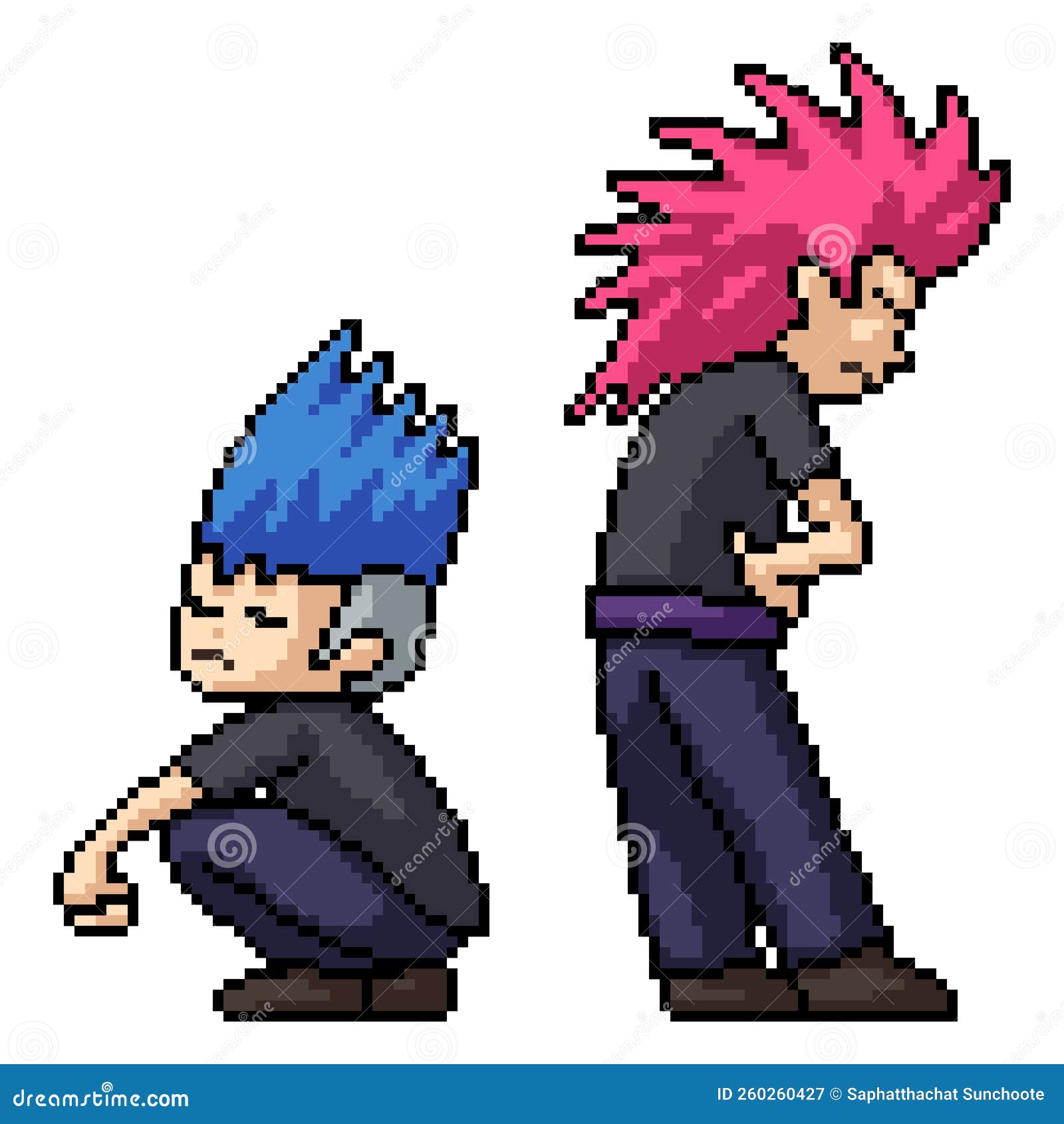 Pixel art young punk thug stock vector. Illustration of thug - 260260427