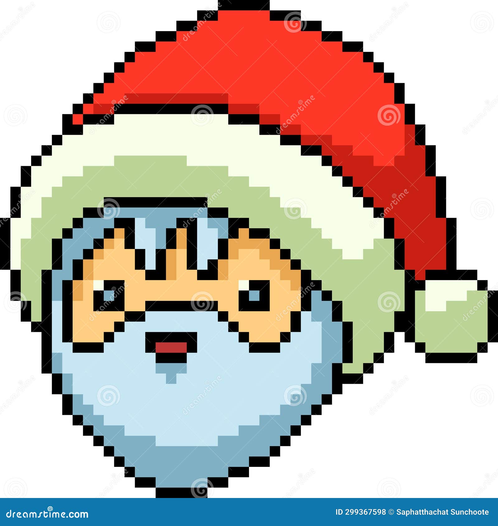 Pixel art young santa head stock vector. Illustration of isolated ...