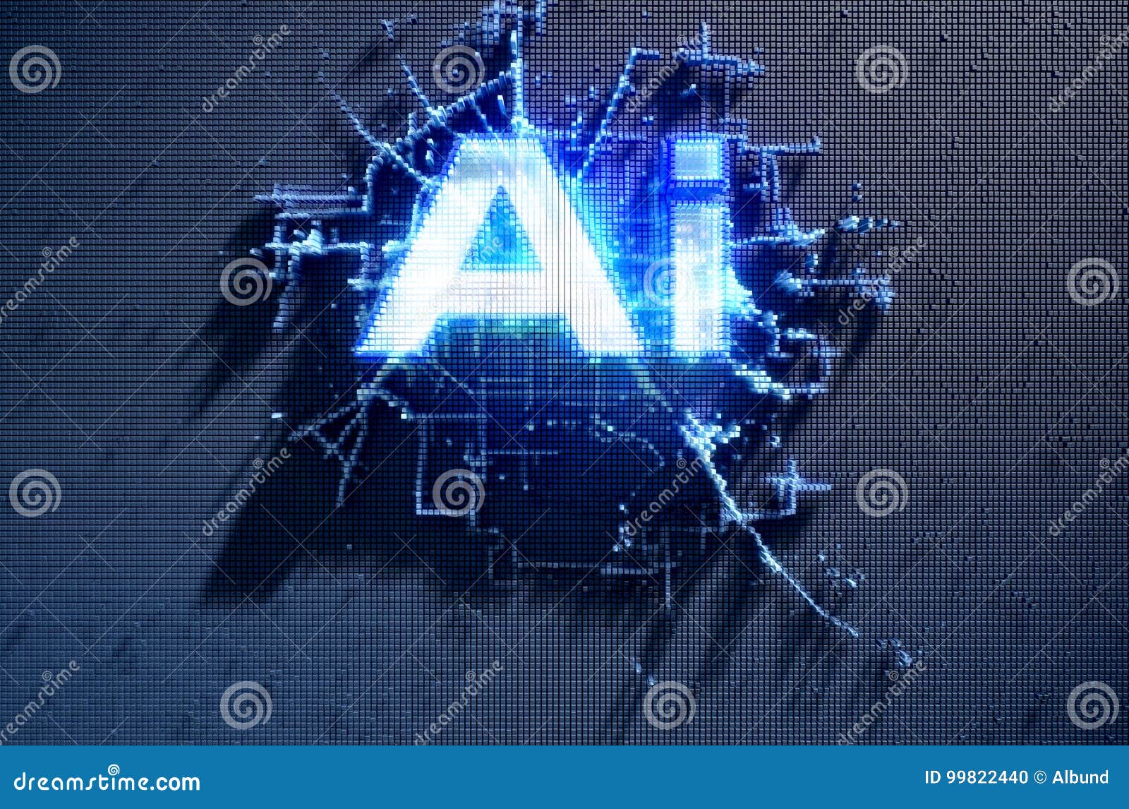 Pixel Artificial Intelligence Stock Illustration - Illustration of ...
