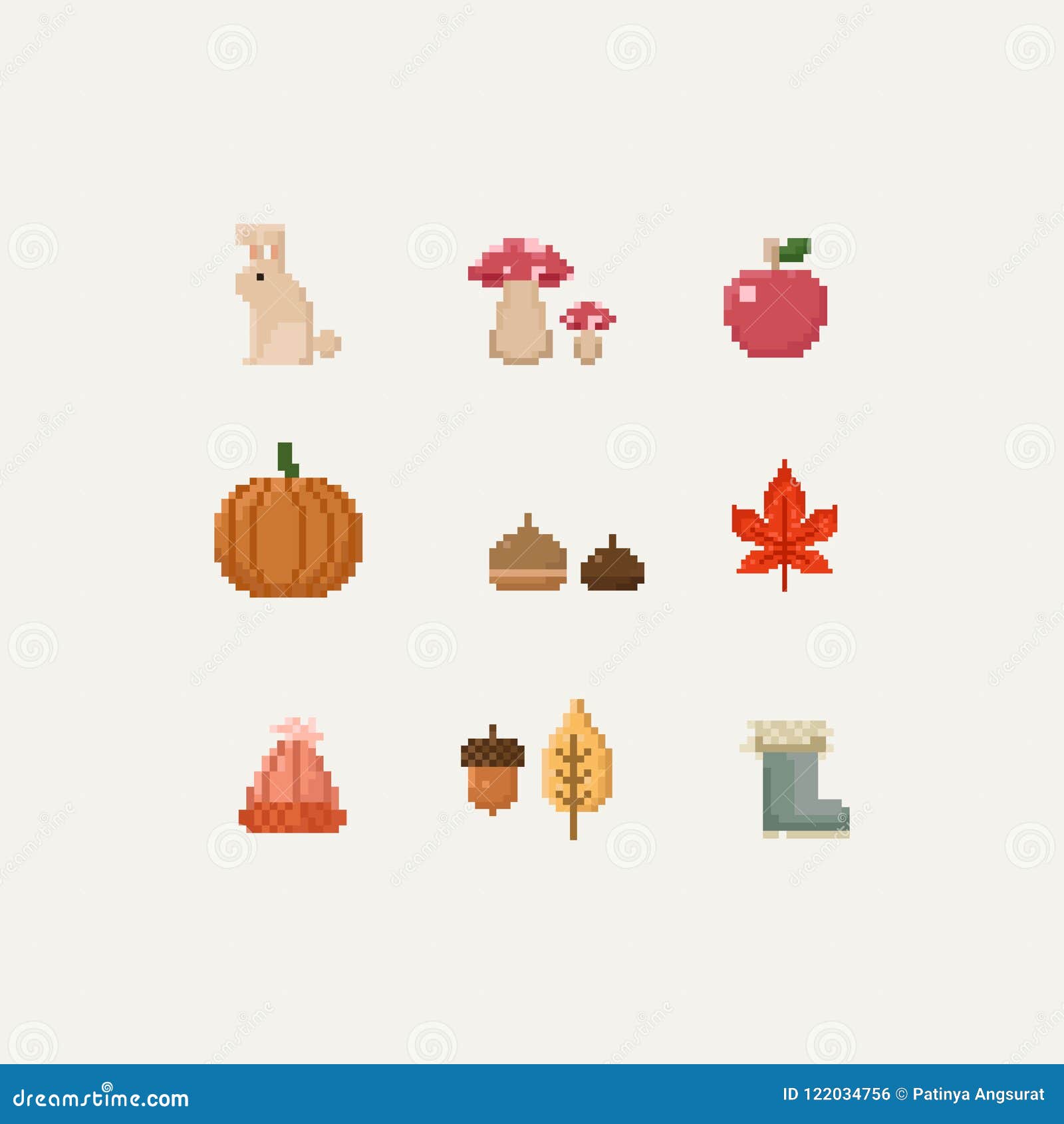Pixel Autumn Elements.8bit. Stock Illustration - Illustration of game ...