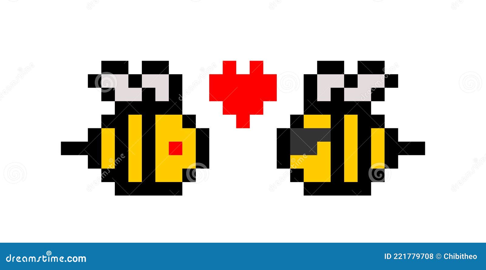Pixel bee image in love stock vector. Illustration of isolated - 221779708