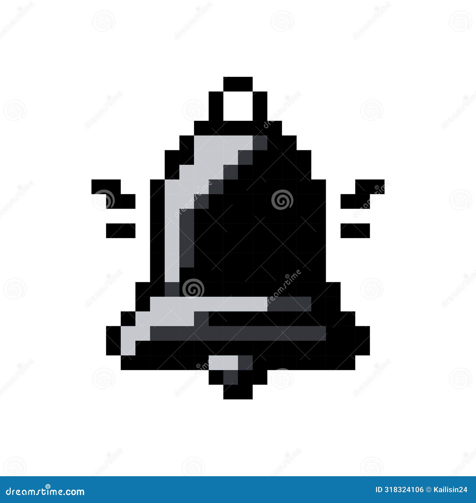 Pixel Bell Icon. Vector Illustration of a Black and White Bell Icon. 8 ...