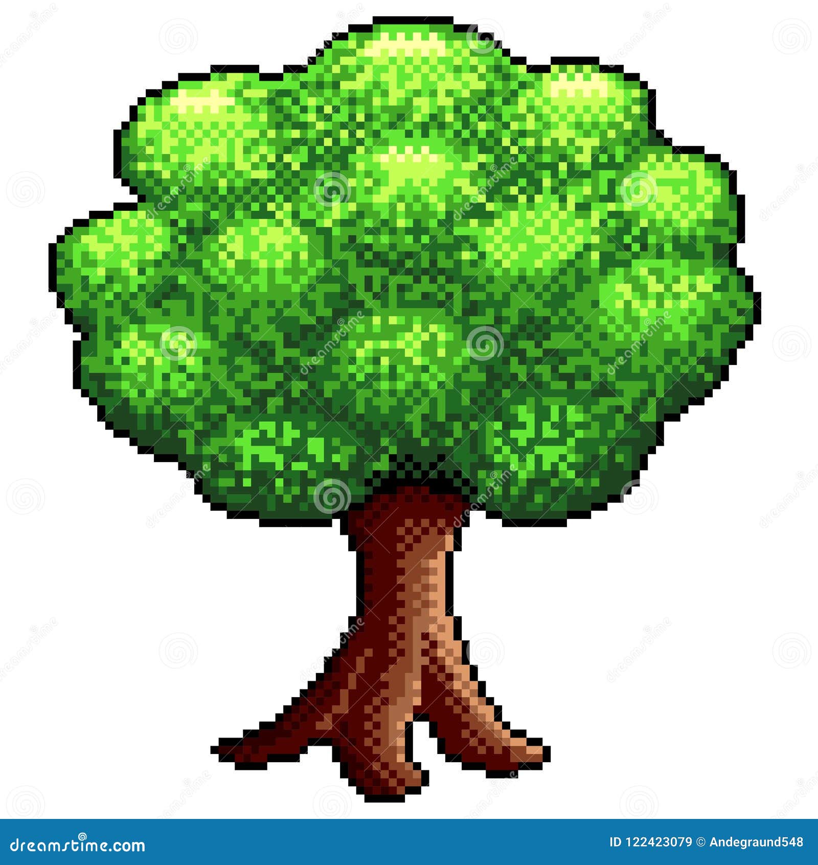 Pixel Big Tree Isolated Vector Stock Vector - Illustration of outdoors ...