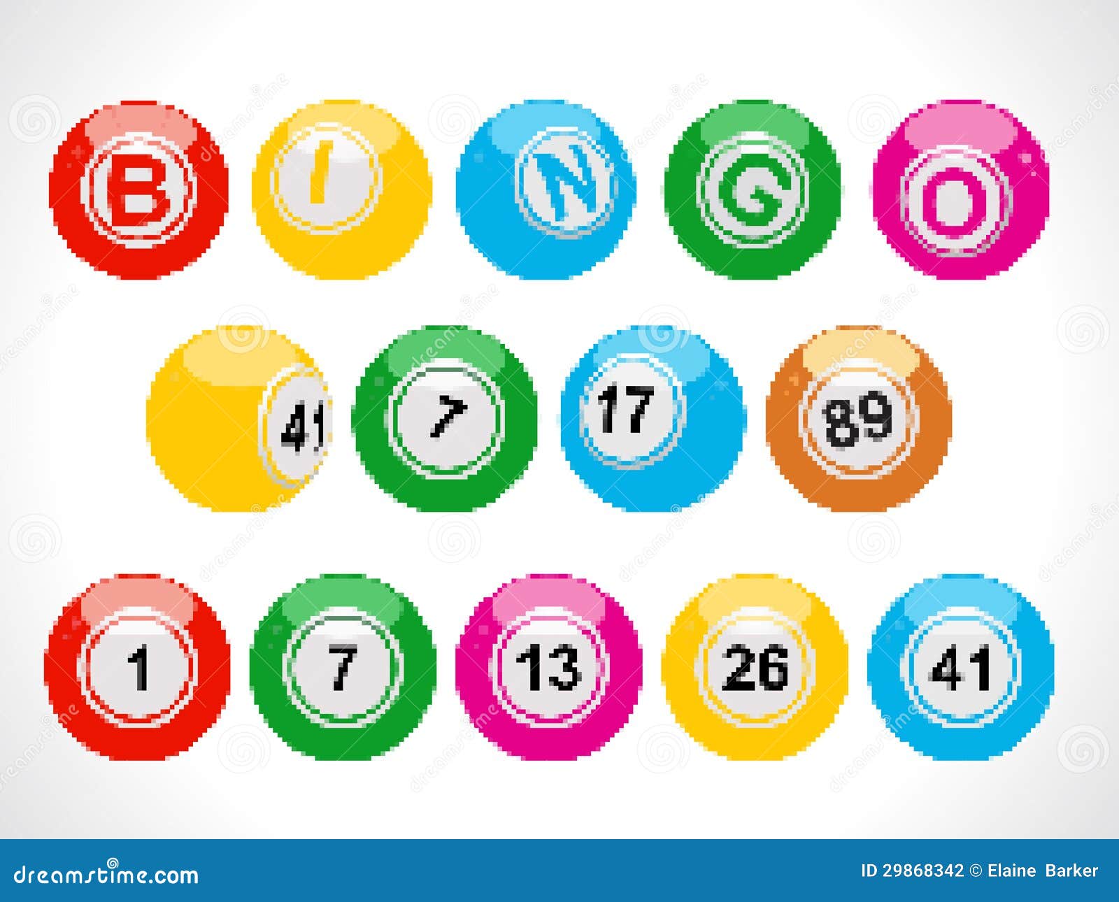 Pixel bingo balls stock vector. Illustration of orange - 29868342