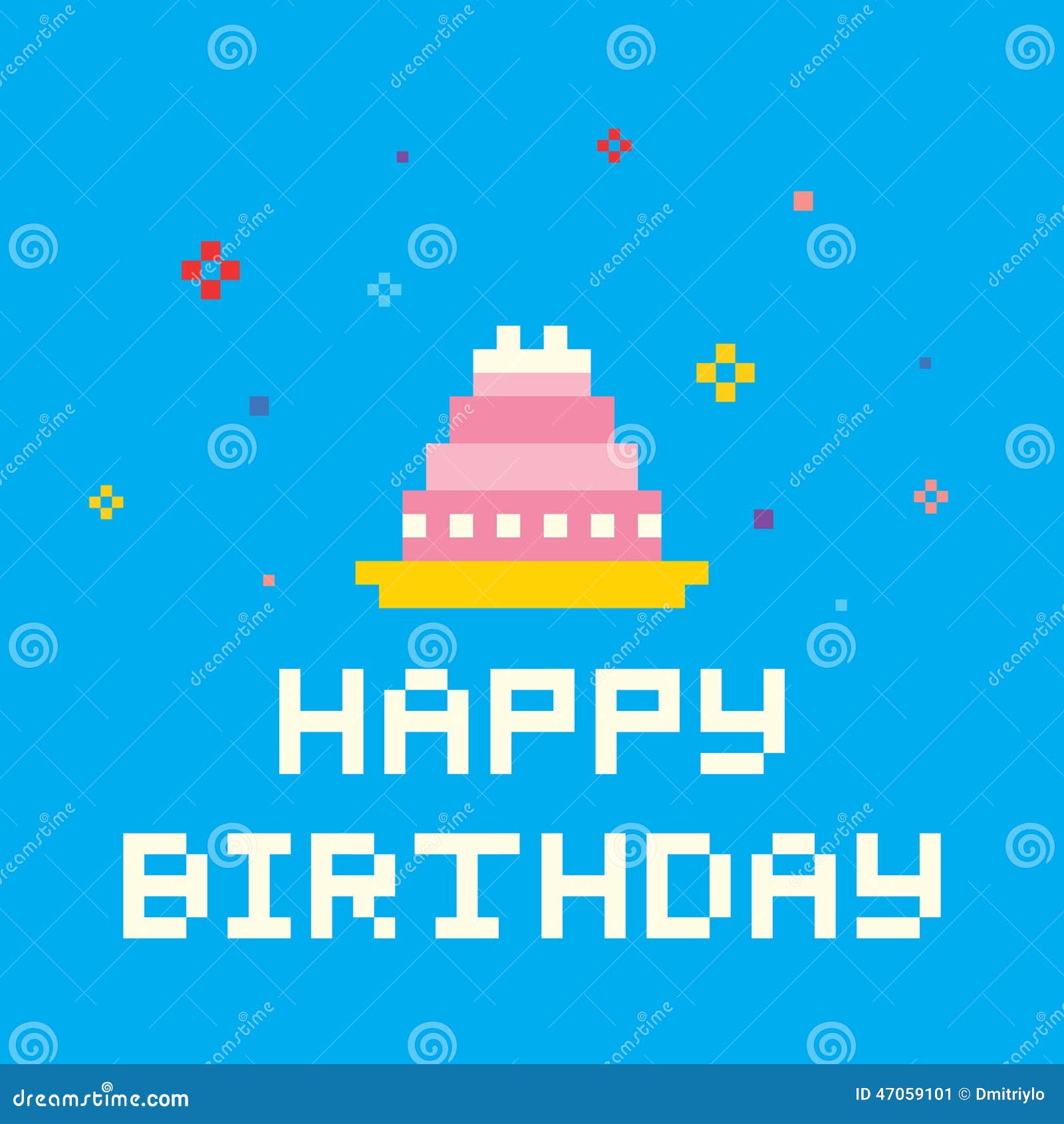Pixel birthday cake stock vector. Illustration of sweet - 47059101