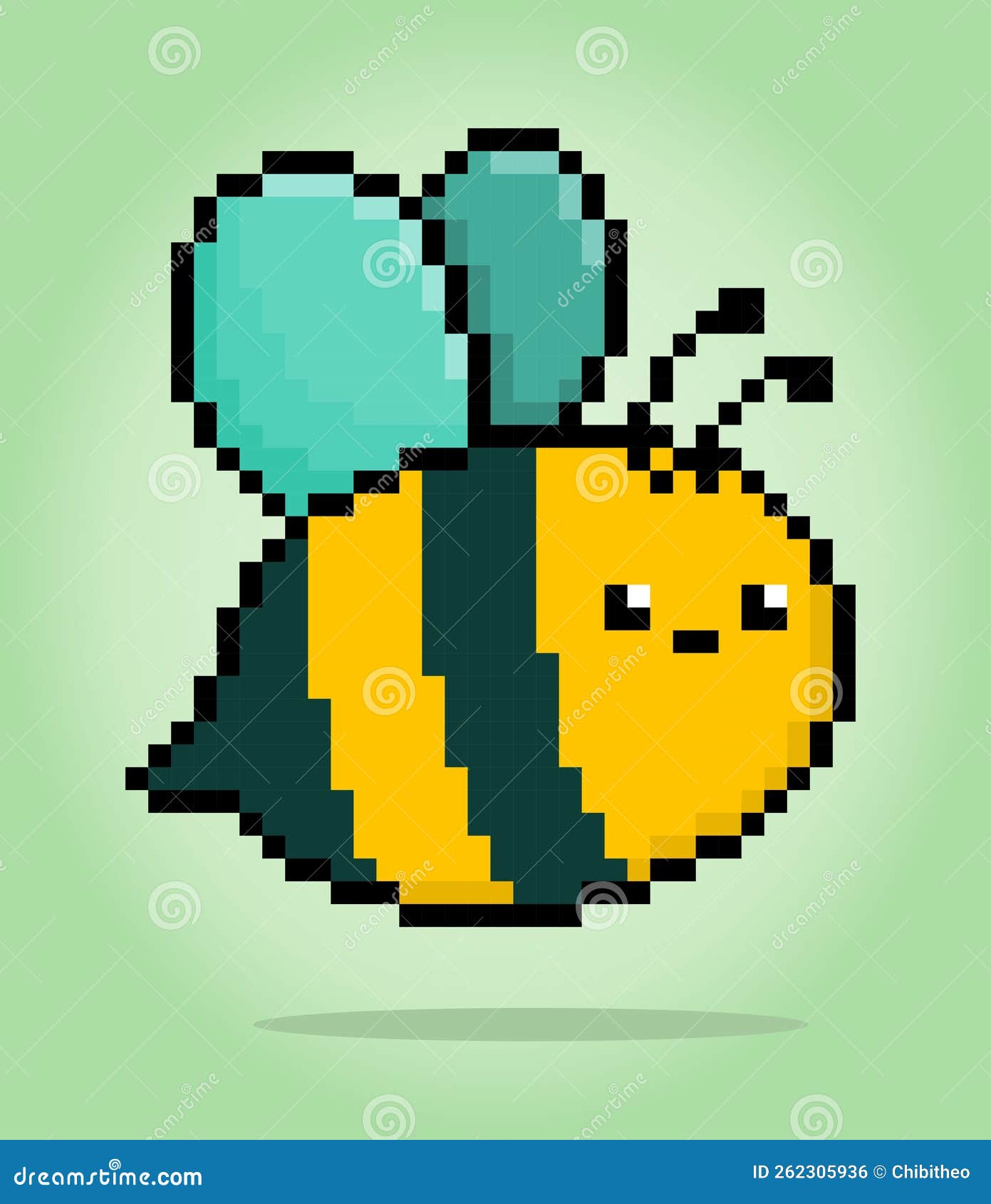 Pixel Art Bee. A Bumble Honey Bee Bug Insect Pixel Art Video Game Icon ...
